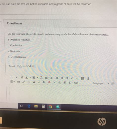 Solved Question 6 Use The Following Choices To Classify Each