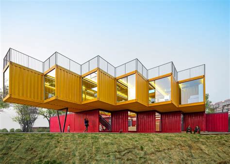 Stacked Shipping Containers Form Pavilion By Peoples Architecture Office