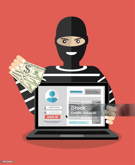 Thief Hacker Stealing Sensitive Data As Passwords From A Personal