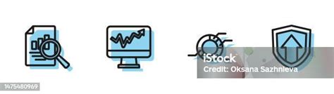 선 원형 차트 인포 그래픽 문서 설정 모니터 및 재무 성장 아이콘 벡터 0명에 대한 스톡 벡터 아트 및 기타 이미지 0명 개념 그래프 Istock