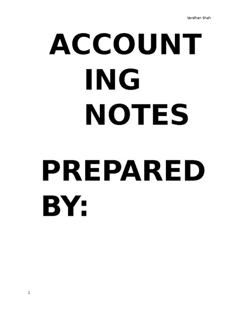 Igcse Accounting Notes Chap 1 10 Account Ing Notes Prepared By