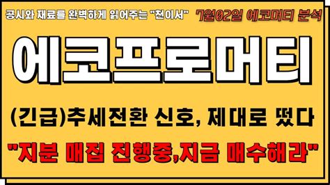 에코프로머티 주가전망 추세전환 신호 제대로 떴다 주포 지분 매집 진행중 지금 매수해라 에코프로머티 에코프로머티주가전망 Youtube