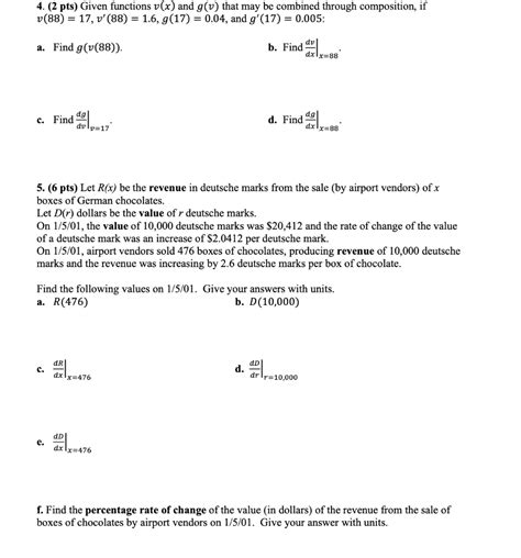 Solved 4 2 Pts Given Functions V X And G V That May Be