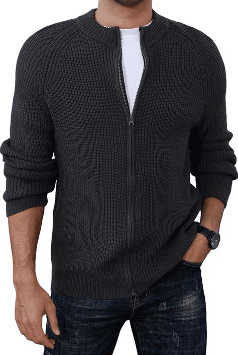 Somer Mens Cardigan Sweaters Jackets Full Zip Up Long Sleeve Slim Fit