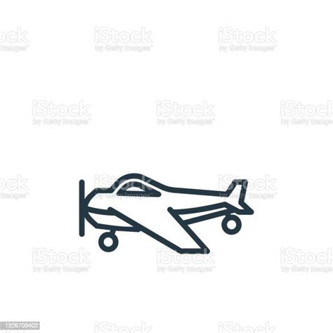 차량 개념에서 평면 아이콘 벡터 평면 편집 가능한 스트로크의 얇은 선 그림입니다 웹 및 모바일 앱 로고 인쇄 미디어에 사용할 평면 선형 기호 비행기에 대한 스톡 벡터 아트