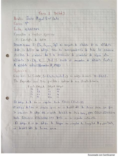 Tarea 1 U3 Teoria De La Informacion Teoria De Codificacion Y Ejemplos Pdf