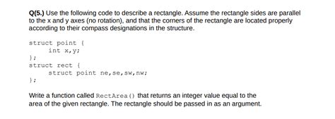 Solved Q Use The Following Code To Describe A Rectangle Chegg