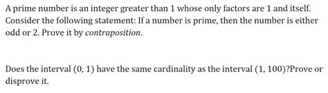 Solved A Prime Number Is An Integer Greater Than 1 Whose