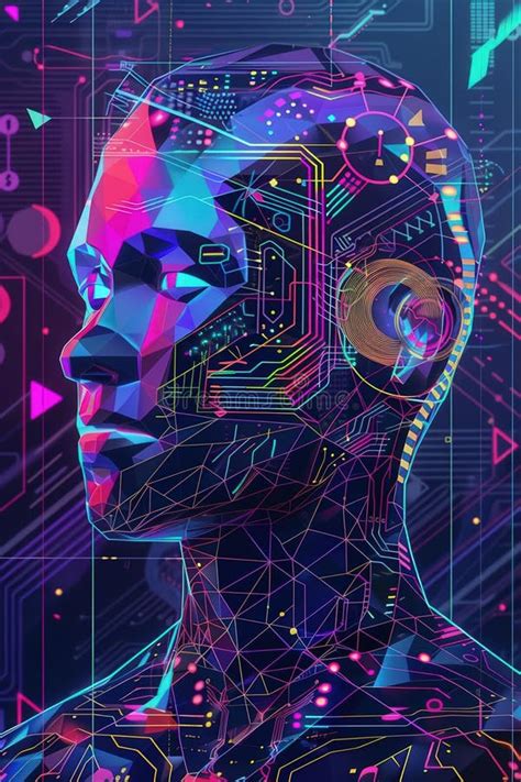 Graphic Of Vector Art Of An Ai Optimizing Financial Strategies Set Against A Backdrop Of Neon