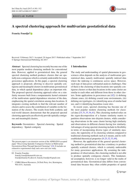 A Spectral Clustering Approach For Multivariate Geostatistical Data Request Pdf