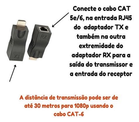 Extensor Adaptador Hdmi Rj M K Transmissor E Receptor Xca Lojas De Access Rios