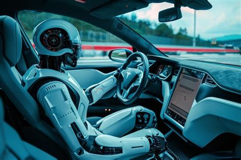 Autonomous Robot Driving Modern Vehicle Premium Ai Generated Image