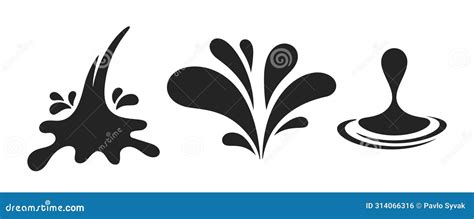 Vector Black Splash Silhouettes With Droplets Water Drop Shapes