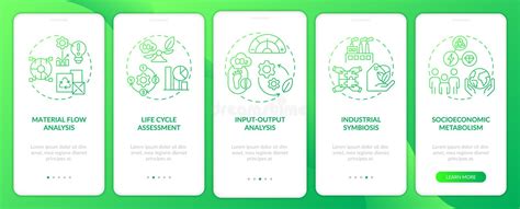 Industrial Ecology Methods Green Gradient Onboarding Mobile App Screen Stock Vector