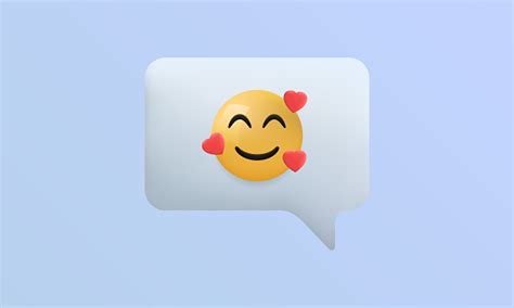 웃는 얼굴 이모티콘 아이콘입니다 소셜 미디어 앱 및 웹 디자인을위한 연설 거품에 하트 이모티콘이있는 3d 웃는 얼굴 벡터