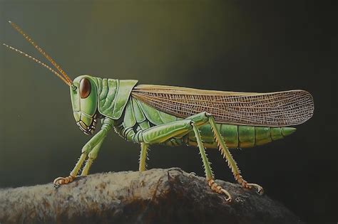 Closeup Of A Green Grasshopper On A Branch Premium Ai Generated Image