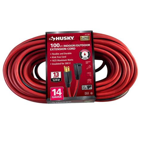 Husky 100 Ft 143 Medium Duty Indooroutdoor Extension Cord Redblack