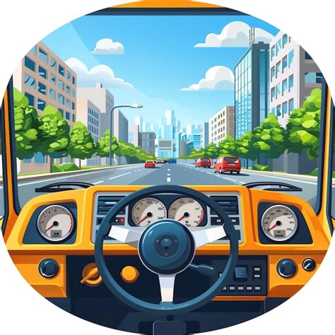 City Driving Experience Inside View Of A Modern Car Dashboard Premium