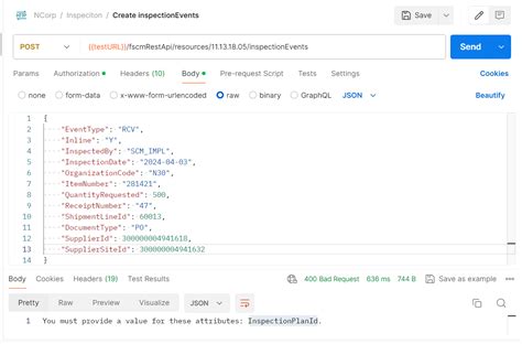 Facing Error Inspection Plan Id Required While Creating The