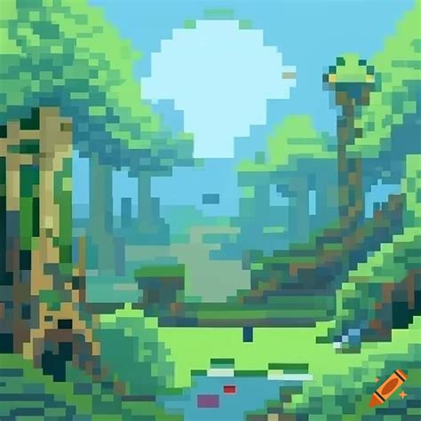 Pixel Art Representation Of A Forest On Craiyon
