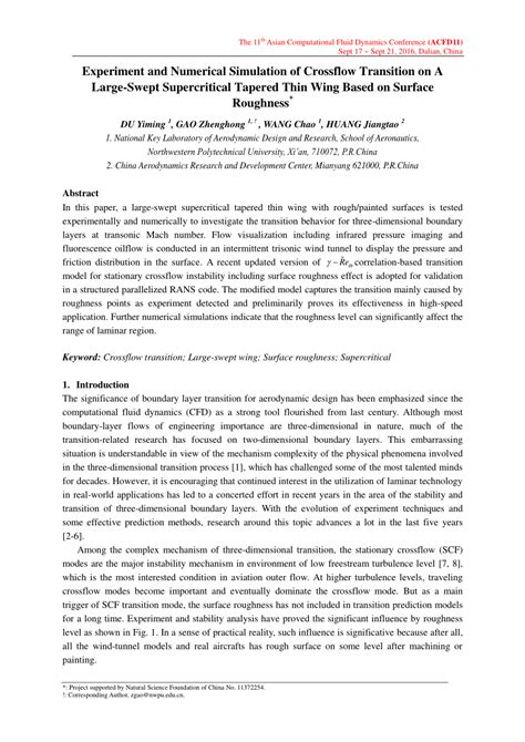 Pdf Experiment And Numerical Simulation Of Crossflow Transition On A