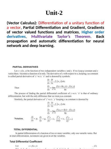 Vector Calculus For Deep Learning Pdf