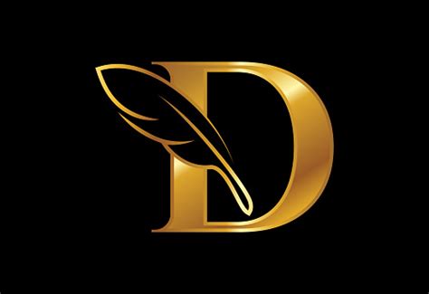 깃털이 있는 초기 D 알파벳입니다 법률 회사 아이콘 기호 기호입니다 작성자 또는 게시자를 위한 로고 개념에 대한 스톡 벡터 아트 및 기타 이미지 Istock