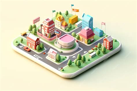 Premium Photo 3d Render Maps City Street Views Parks Trees Road