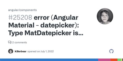 Error Angular Material Datepicker Type Matdatepicker Is Not Assignable To Type