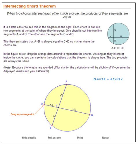 Properties Of Chords In A Circle Sheet And Chords Collection