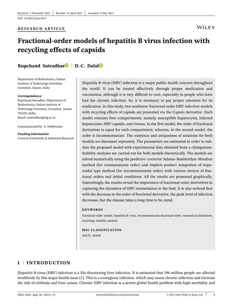 Fractional‐order Models Of Hepatitis B Virus Infection With Recycling Effects Of Capsids