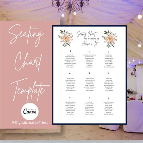 Editable Seating Chart Template Etsy