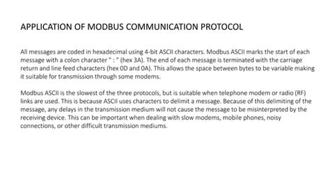 Modbus Communication Protocol Pptx