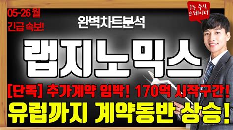 랩지노믹스 주가전망 05 26 월 장마감 속보 추가계약 임박 170억 시작구간 유럽까지 계약동반 상승 빠르게 확인하세요 랩지노믹스 랩지노믹스주가 랩지노믹스주가전망