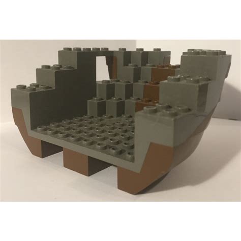 Lego Brown Boat Bow 12 X 12 X 53 Hull With Dark Gray Top 6051