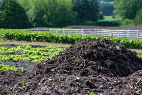 Organic Farm Field With Compost Pile Stock Illustration Illustration