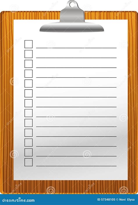 Clip Board With Notepad Stock Vector Illustration Of Message 57348105
