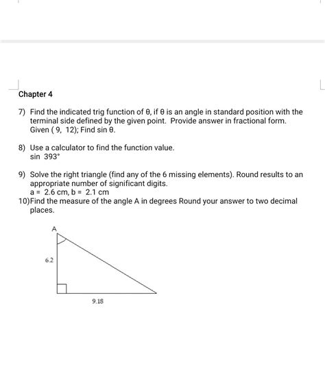 solved 7 find the indicated trig function of θ if θ is an