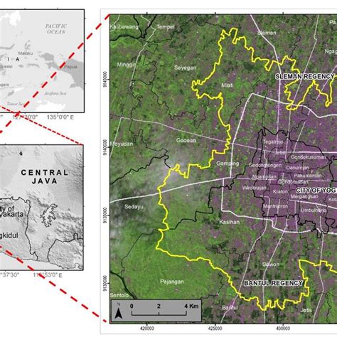 Map Of The Research Location Including 14 Districts Of Yogyakarta Download Scientific Diagram
