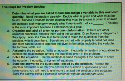 Solved Five Steps For Problem Solving Determine What You Are