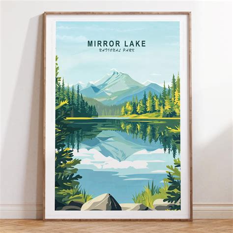 Mirror Lake National Park Wall Art Print National Park Print Mirror