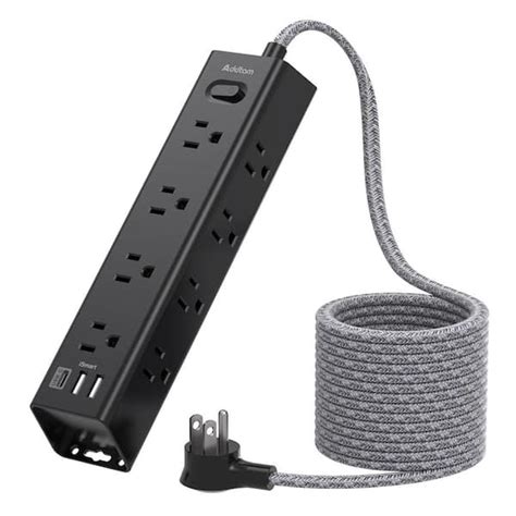 Lukyamzn 10 Ft Flat Plug Power Strip Surge Protector Extension Cord With 12 Widely Outlets 3