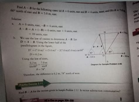 Solved Find B A For The Vectors Given In Sample Problem Chegg
