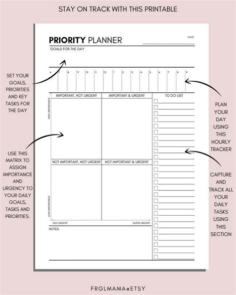 Task Priority Matrix Decision Matrix Productivity Planner Eisenhower