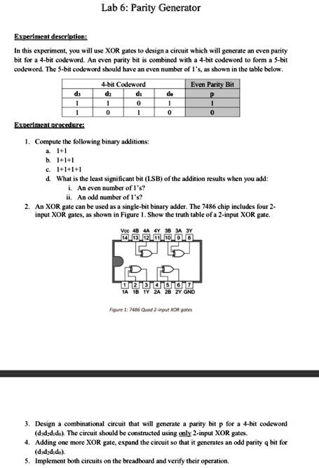 SOLVED Lab 6 Parity Generator Experiment Description In This