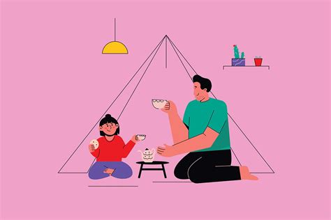 可爱时尚清新简约扁平化风格爸爸与女儿父亲节矢量插画大集合 Ai，eps 云瑞设计