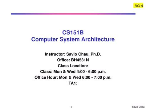 PPT CS151B Computer System Architecture PowerPoint Presentation Free Download ID 393669
