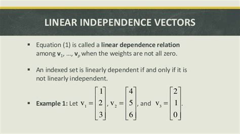 Linear Dependence And Independence Vectors