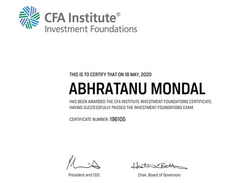 Abhratanu Mondal On Linkedin I Have Successfully Completed The Cfa Institute Investment Foundation