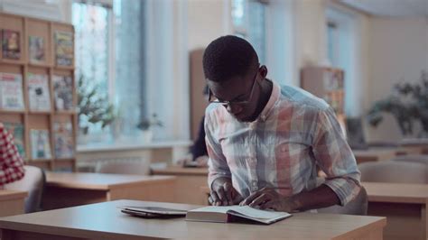 Babe Man Studying At The Library Free Stock Video